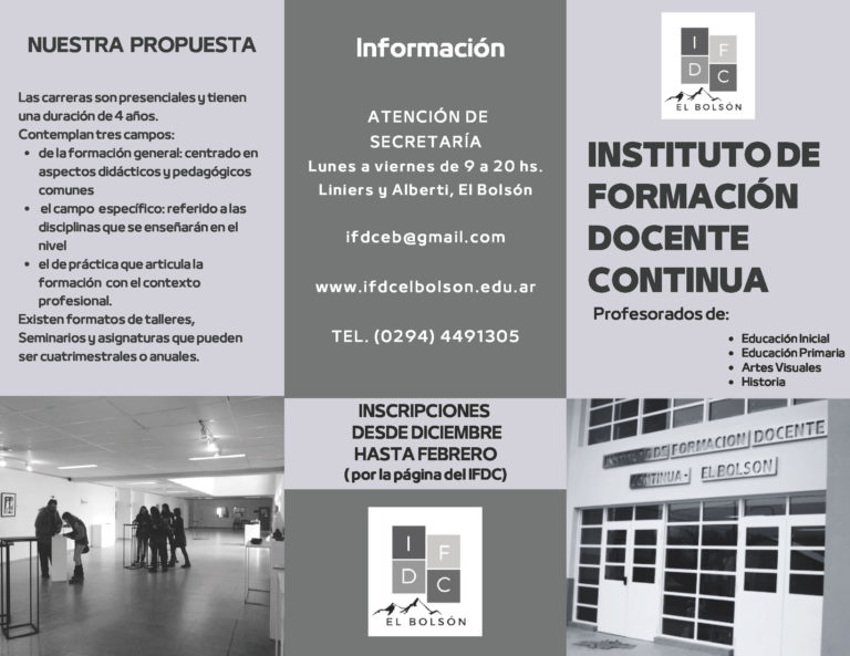 Difusión de carreras – Instituto de Formación Docente Continua de El Bolsón